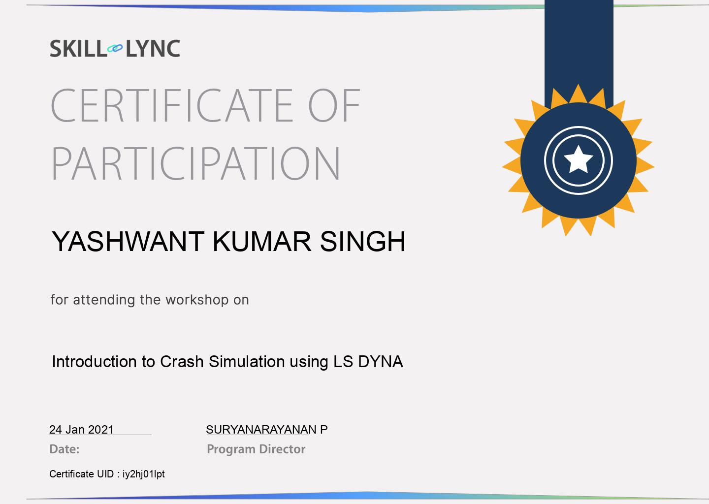 YASHWANT KUMAR SINGH's Introduction to Crash Simulation using LS DYNA ...